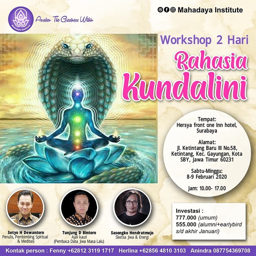Workshop 2 Hari Rahasia Kundalini - Surabaya - Persaudaraan Matahari Workshop 2 Hari Rahasia Kundalini - Surabaya - Persaudaraan Matahari
